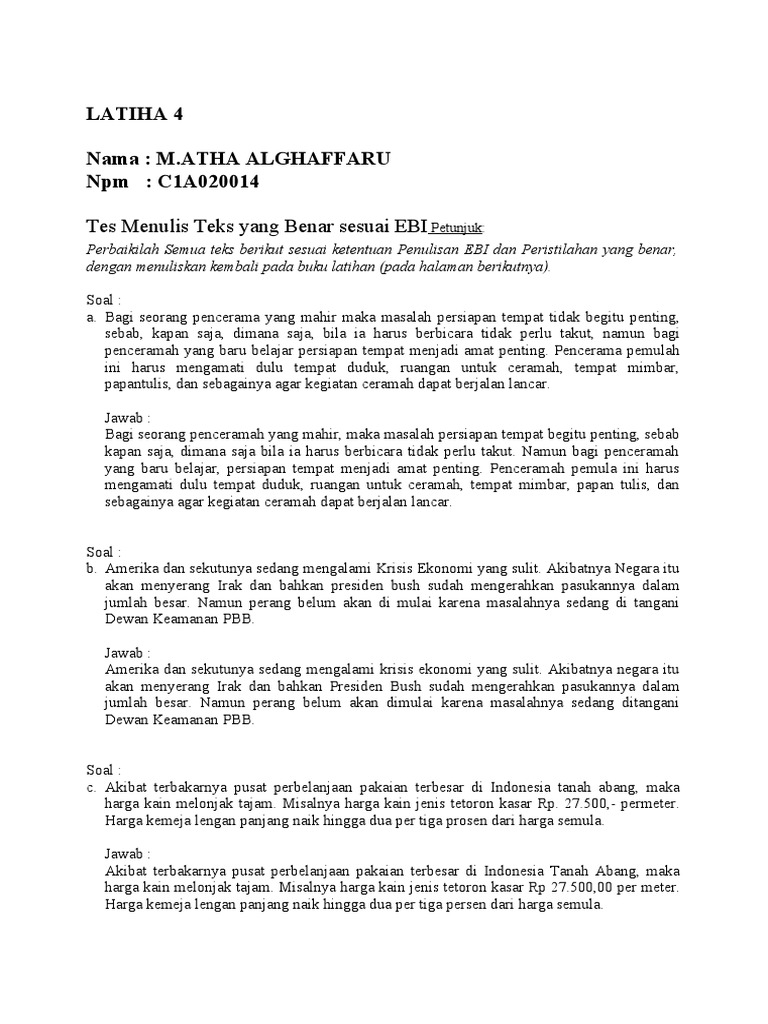 M.Atha Alghaffaru - C1A020014 (Tugas Bahasa Indonesia) | PDF