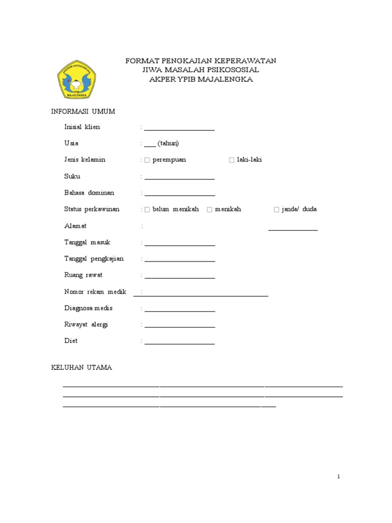 Contoh Pengkajian Psikososial Klien | PDF