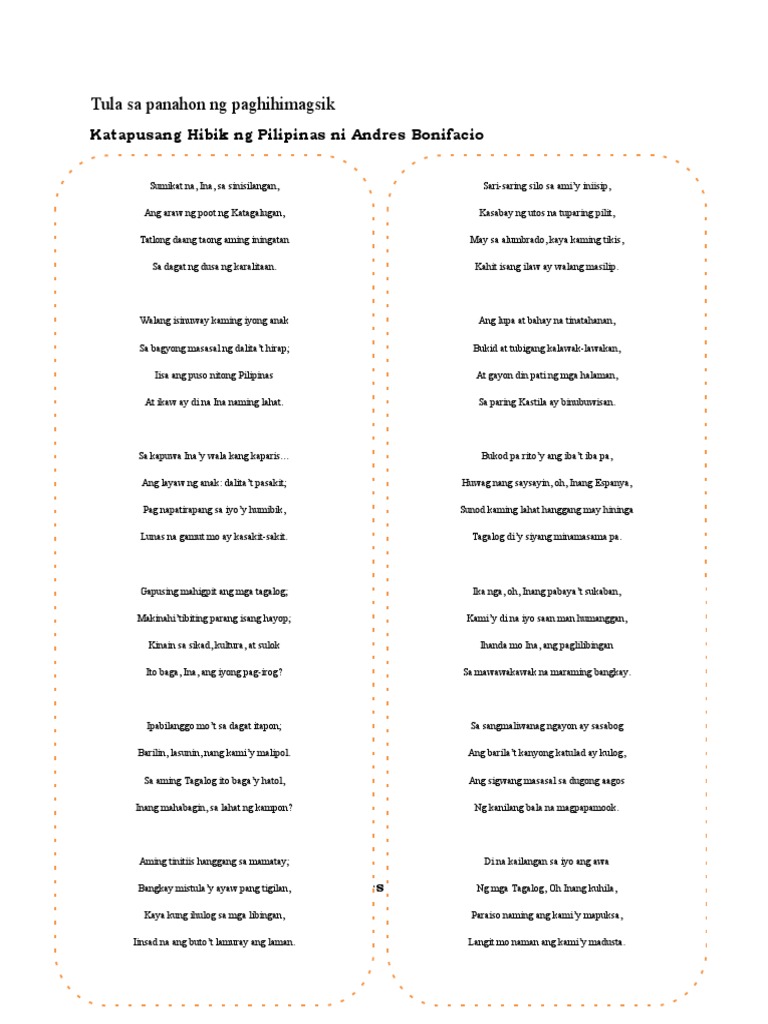 Tula Sa Panahon NG Paghihimagsik | PDF