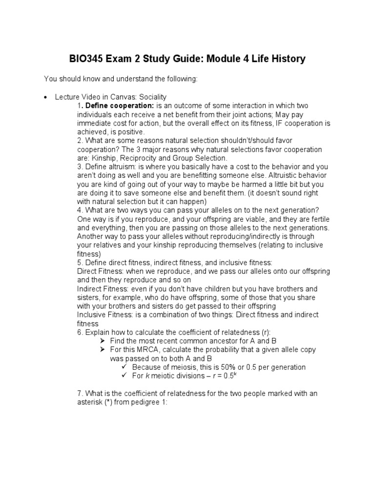 Bio 345 Module 4 Evolutionary Ecology Study Guide | PDF | Eusociality ...