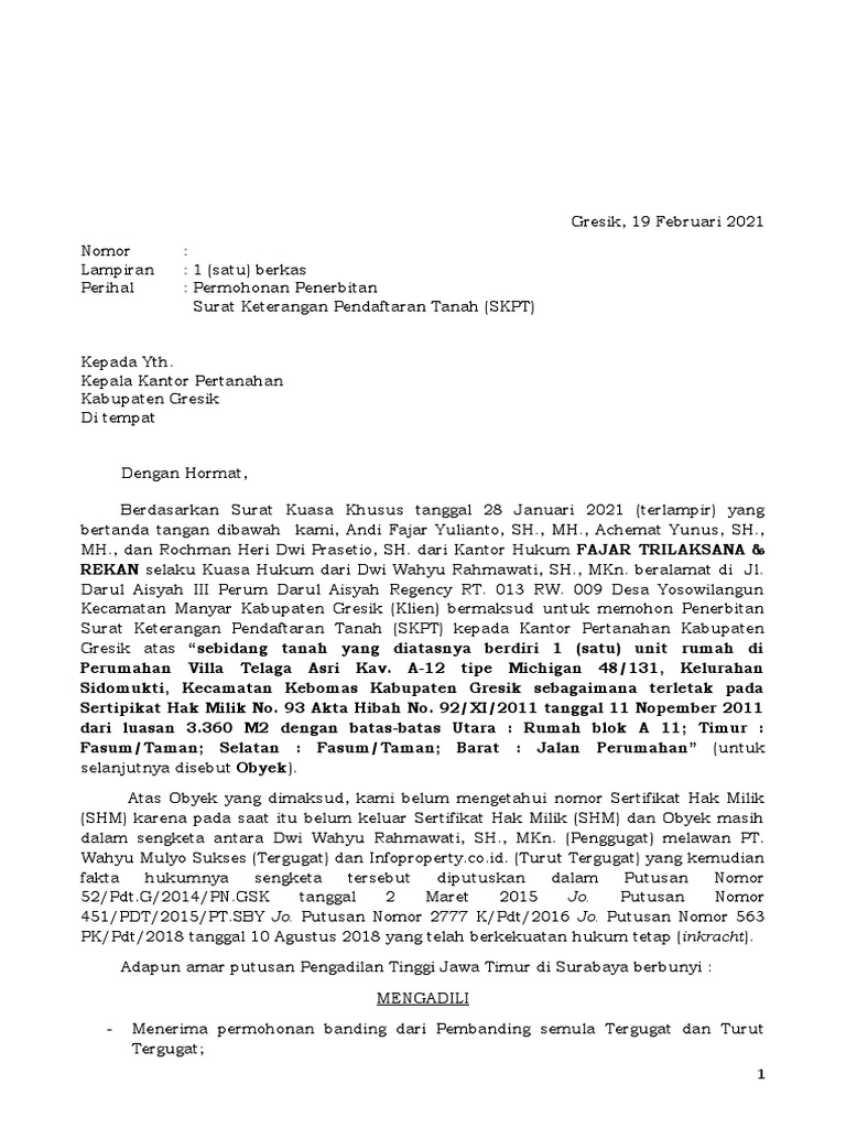 Permohonan Penerbitan SKPT | PDF | Hukum