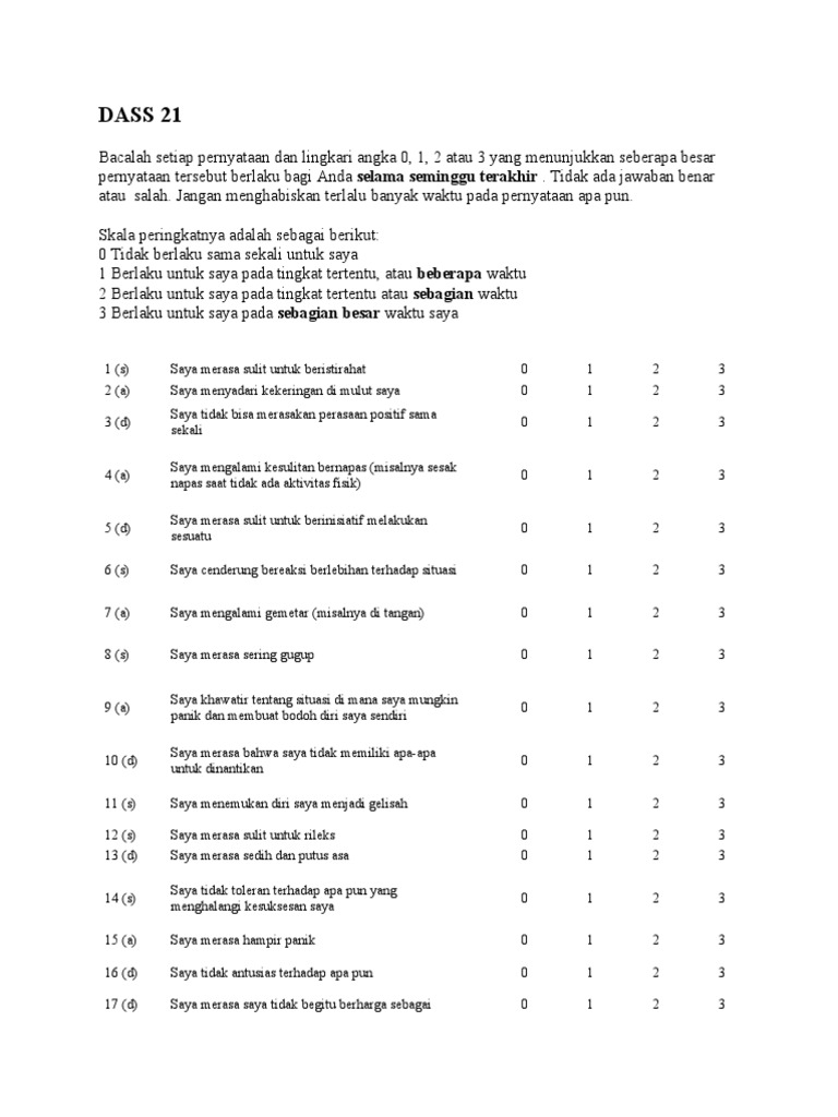 Translate Jurnal DASS 21 | PDF