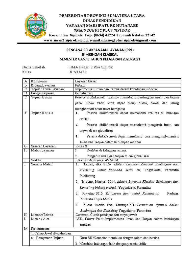 RPL IMPLEMENTASI IMAN DAN TAQWA DI KEHIDUPAN MODERN (Ganjil) | PDF