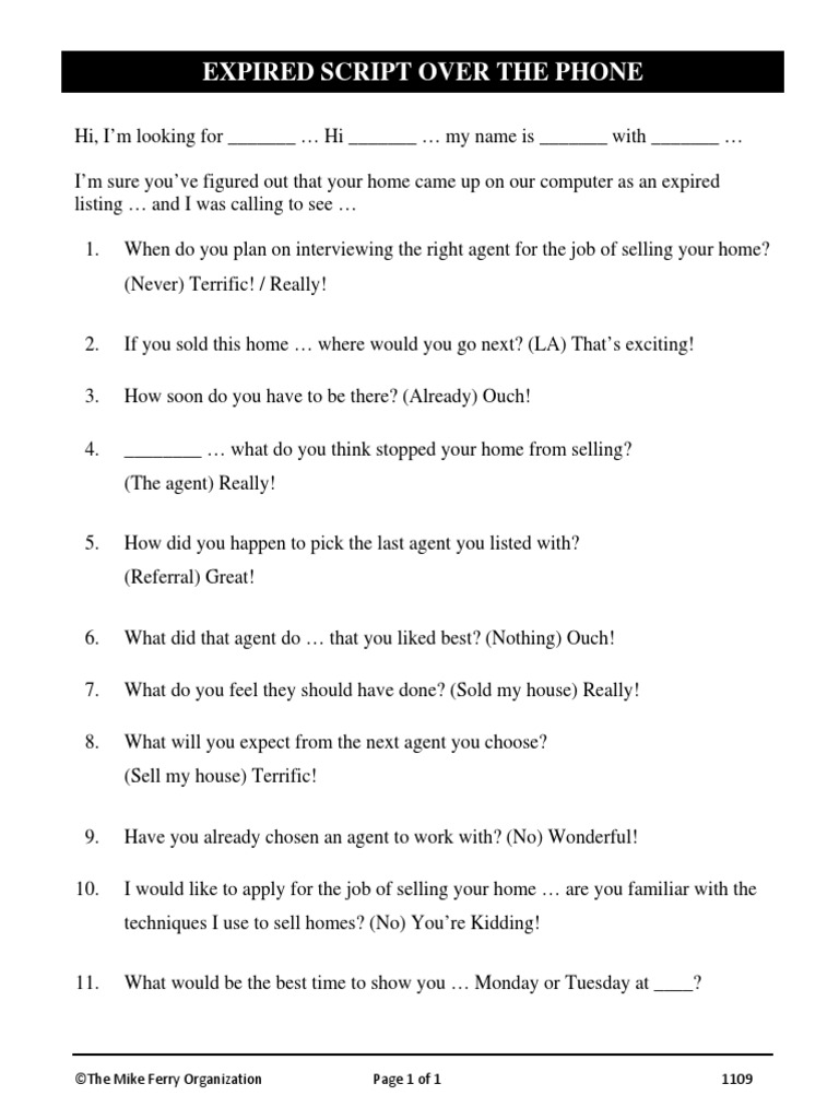 Expired Listing Script | PDF | Self-Improvement