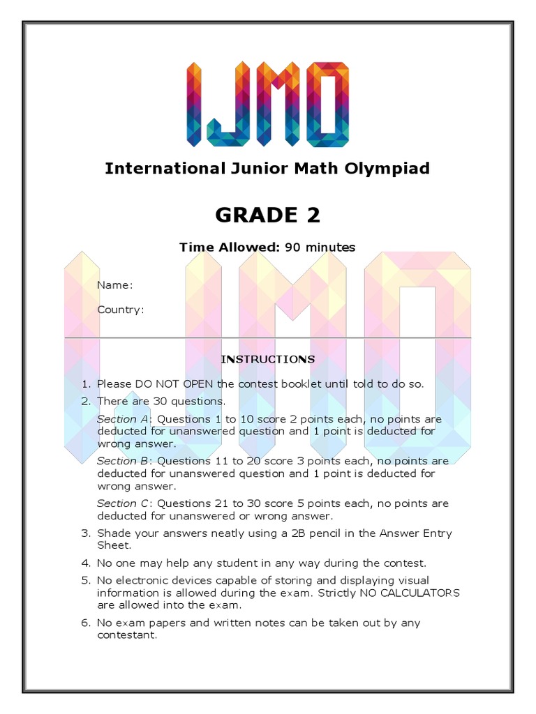 Grade-2 SASMO Papers | PDF | Test (Assessment) | Teaching Mathematics