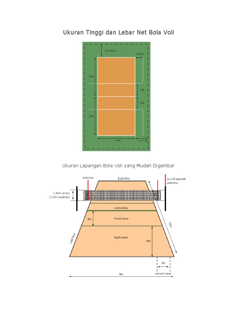 Ukuran Net dan Lapangan Bola Voli | PDF | Olahraga & Rekreasi | Komputer