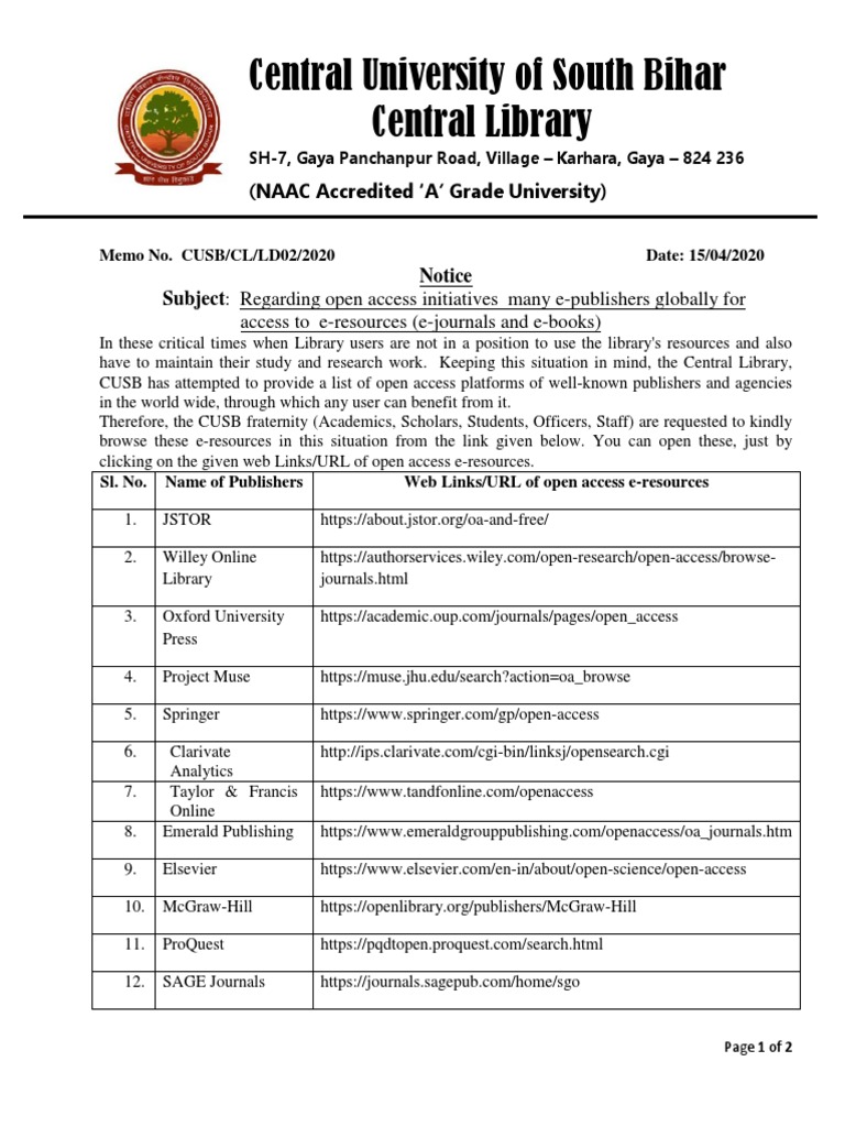 Open Access e Resources | PDF | Open Access | Libraries