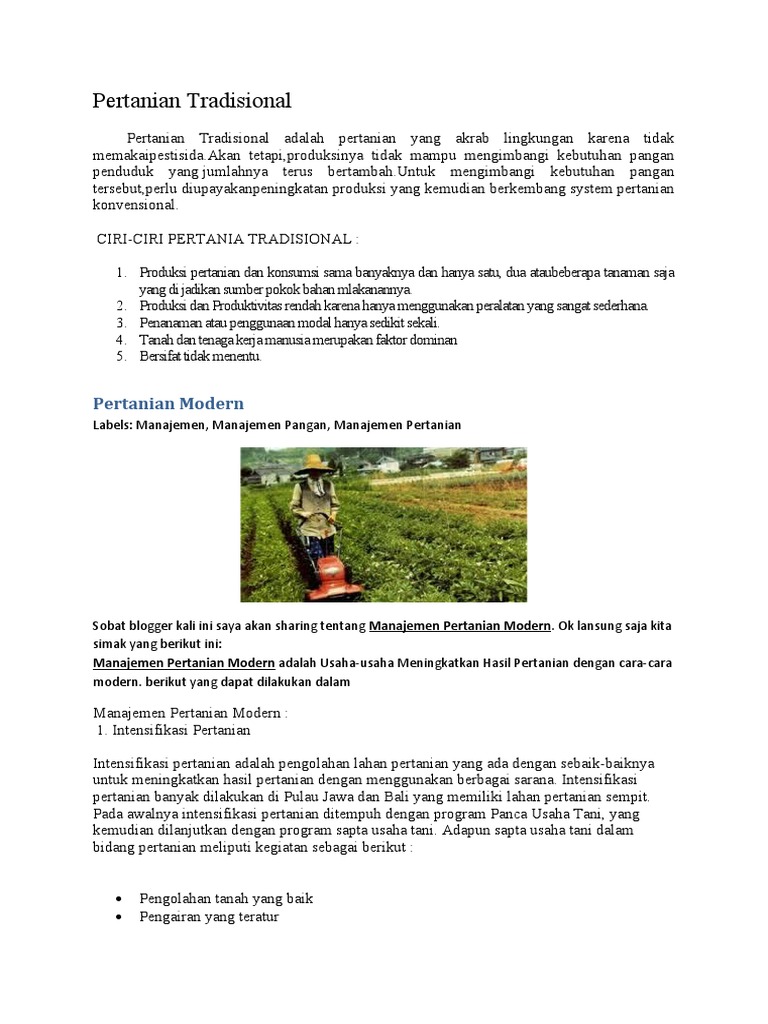 Pertanian Tradisional | PDF