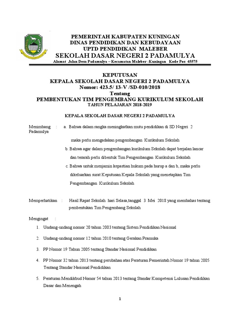 SK Tim Pengembang KTSP | PDF