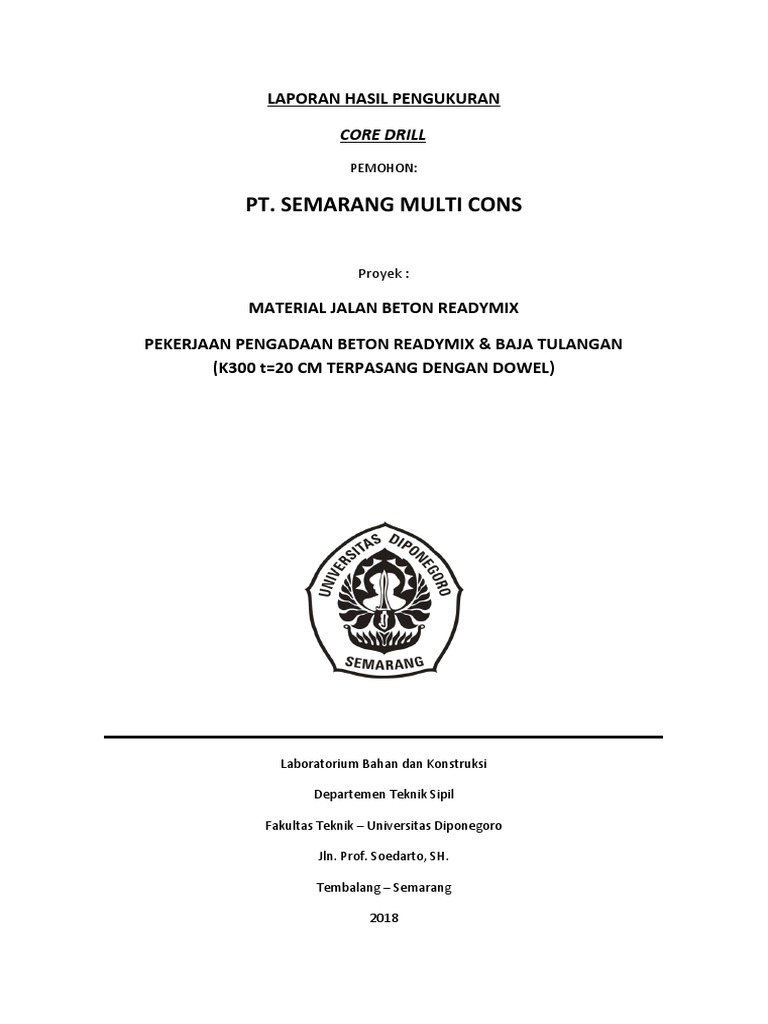 Laporan Hasil Core Drill | PDF | Sains & Matematika | Teknologi & Rekayasa