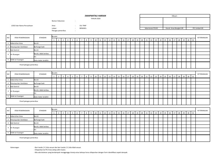 Log Book - Data PH Harian Air Oil Trap | PDF