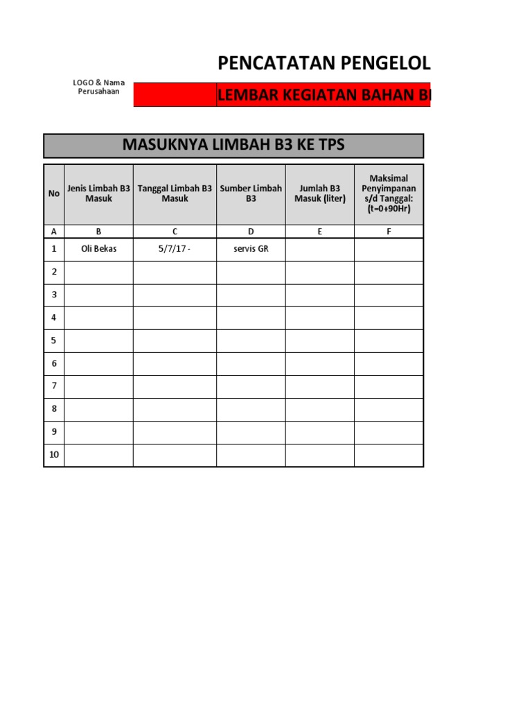 Log Book - Pengelolaan Limbah B3 | PDF