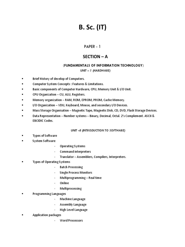 BSC It 1ST Year Syllabus | PDF | Relational Database | Databases
