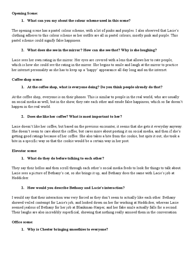 Nosedive - Post-Viewing Activity | PDF