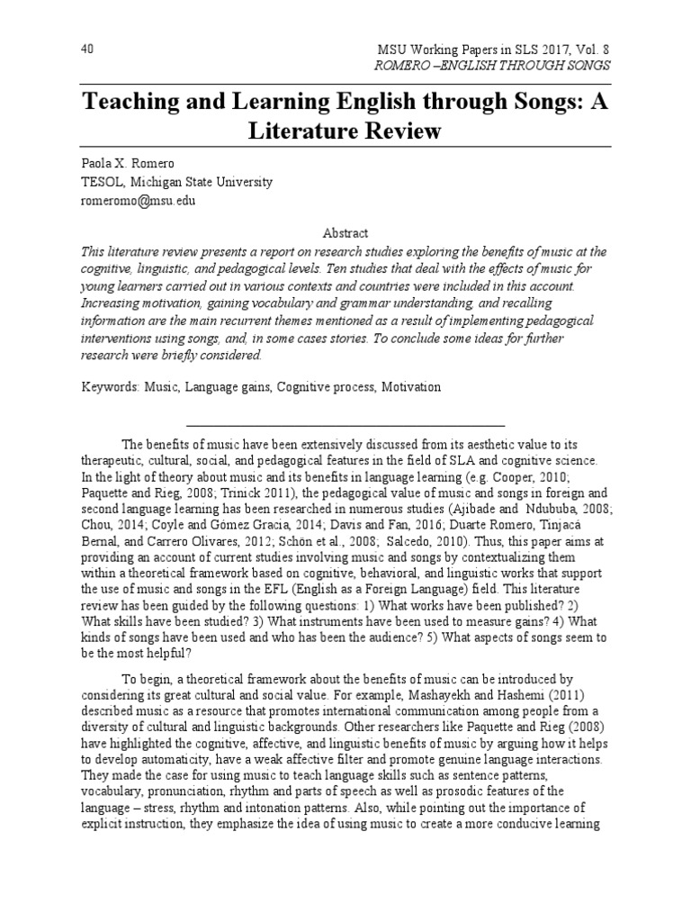 Teaching and Learning Through Songs | PDF | Language Acquisition ...