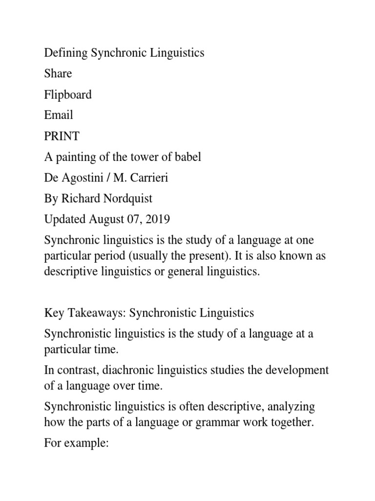 Synchronic Diachronic Linguistics | PDF | Linguistics | Thou
