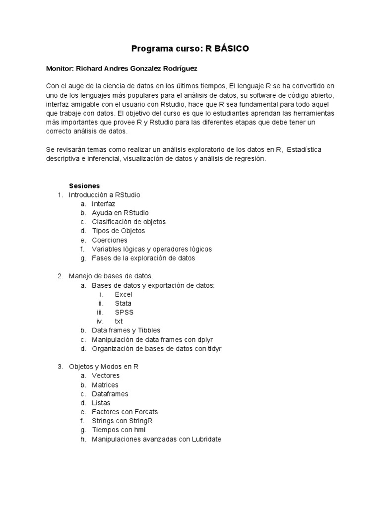 Programa Curso R Básico | PDF | Spss | Histograma