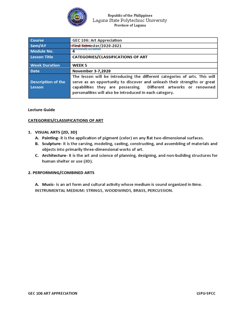 Categories Classifications of Art | PDF | Curator | Museum