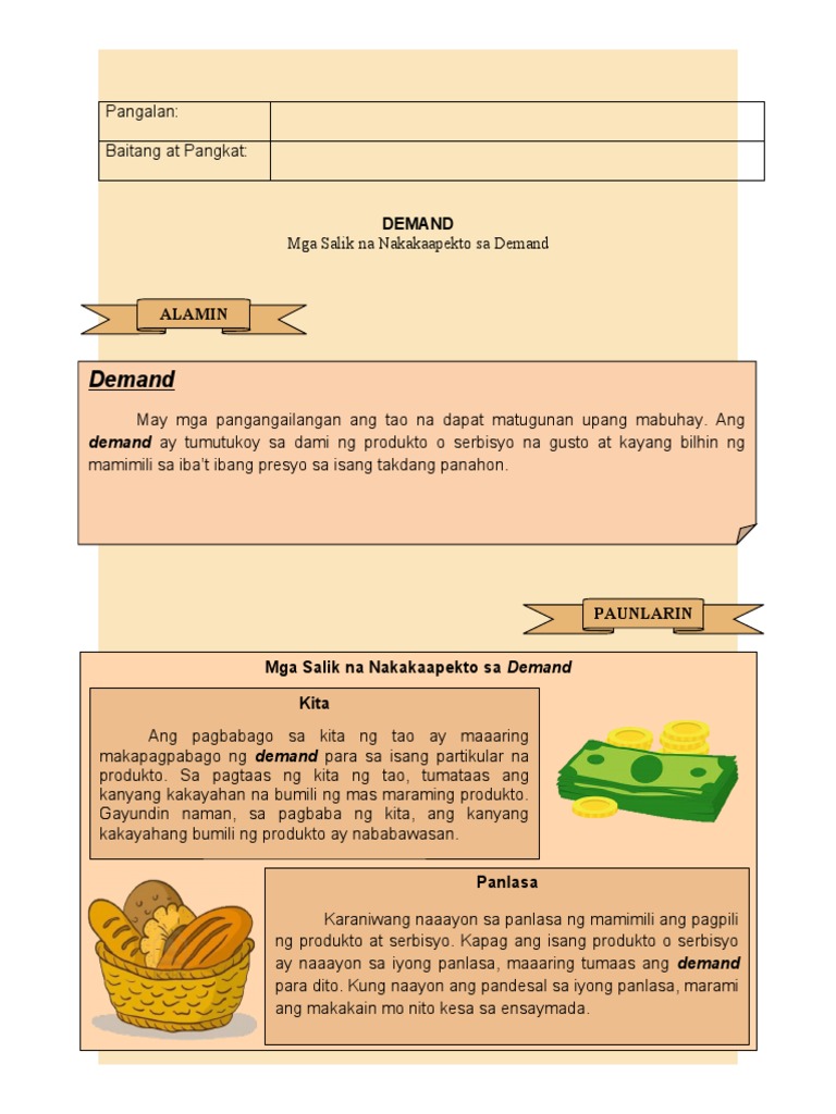 Demand Worksheet | PDF