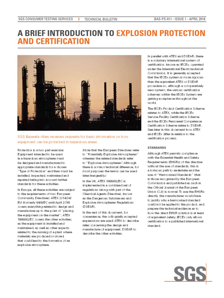 Introduction To Explosion Protection and Certification A4 EN 18 04 ...