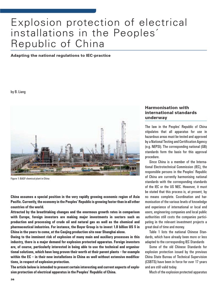 Explosion Protection of Electrical Installations in China | PDF ...