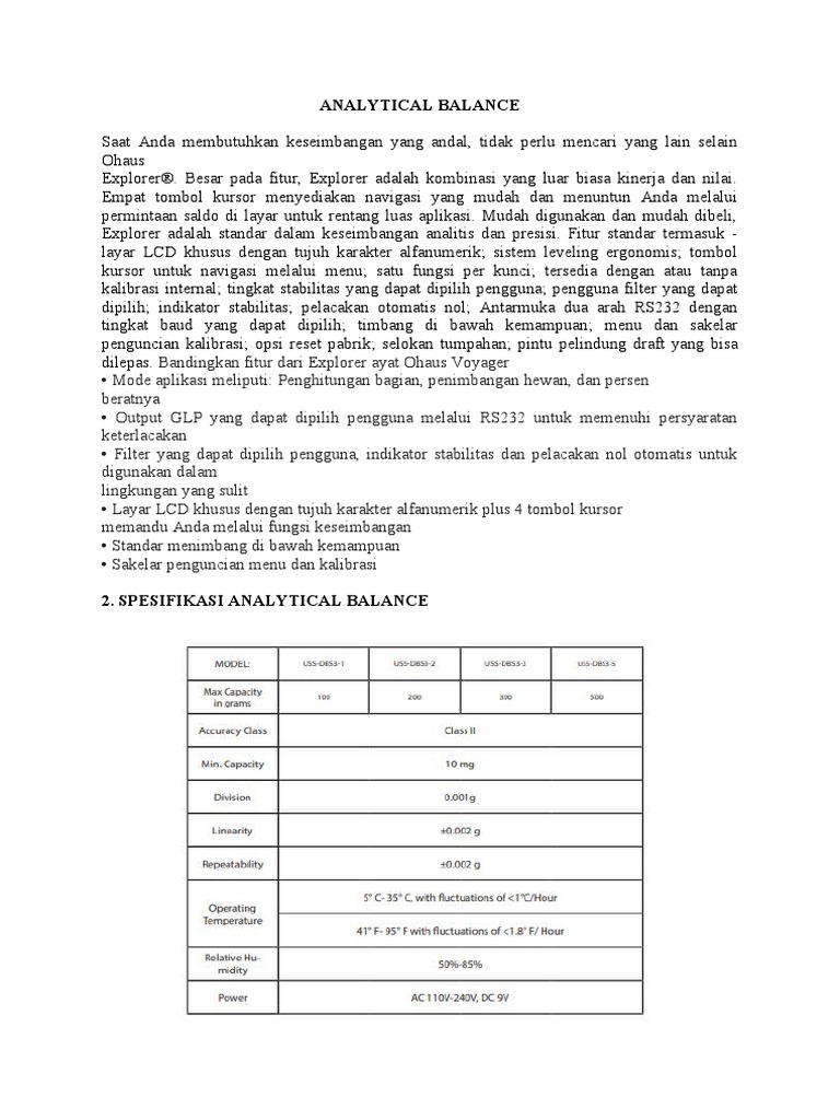 Analytical Balance | PDF