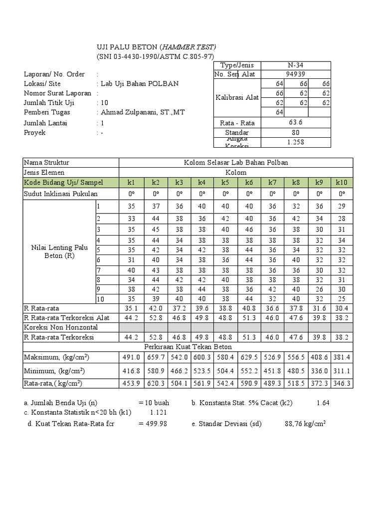 Excel Hammer Test | PDF