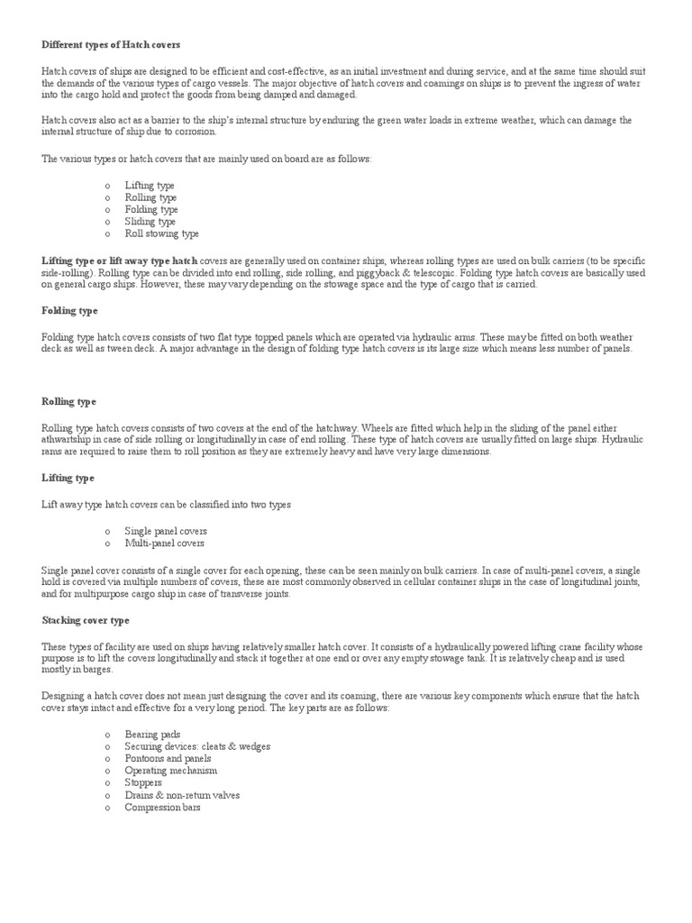 An Overview of the Different Types of Hatch Covers Used on Cargo Ships ...