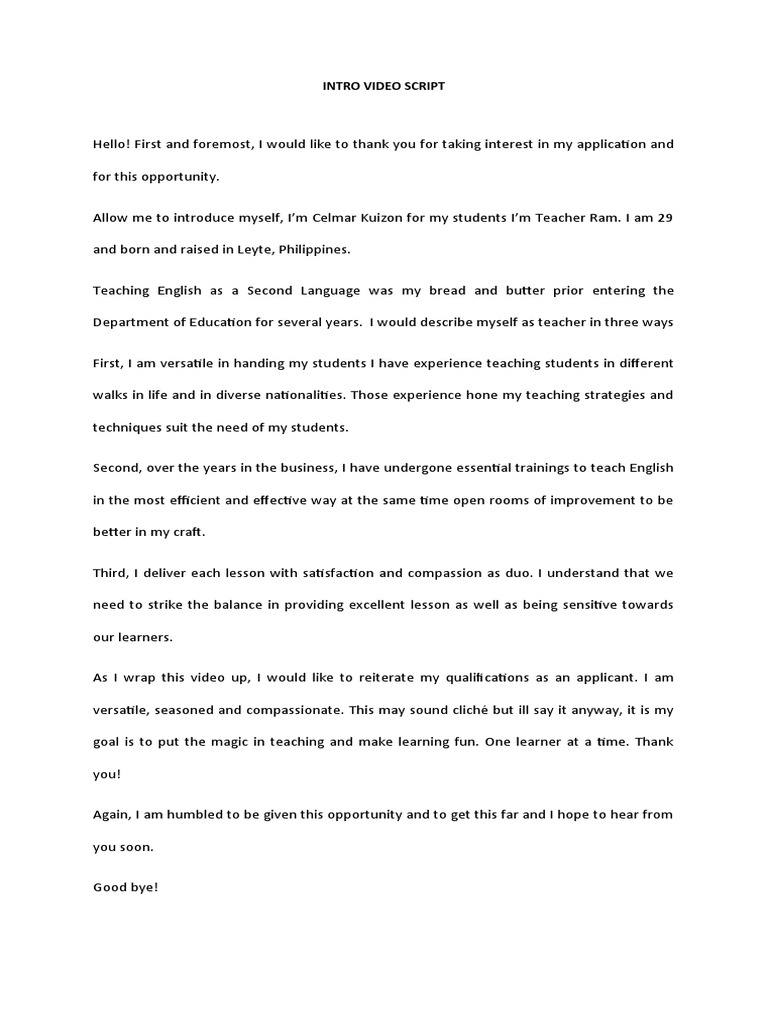 Intro Video Script | PDF
