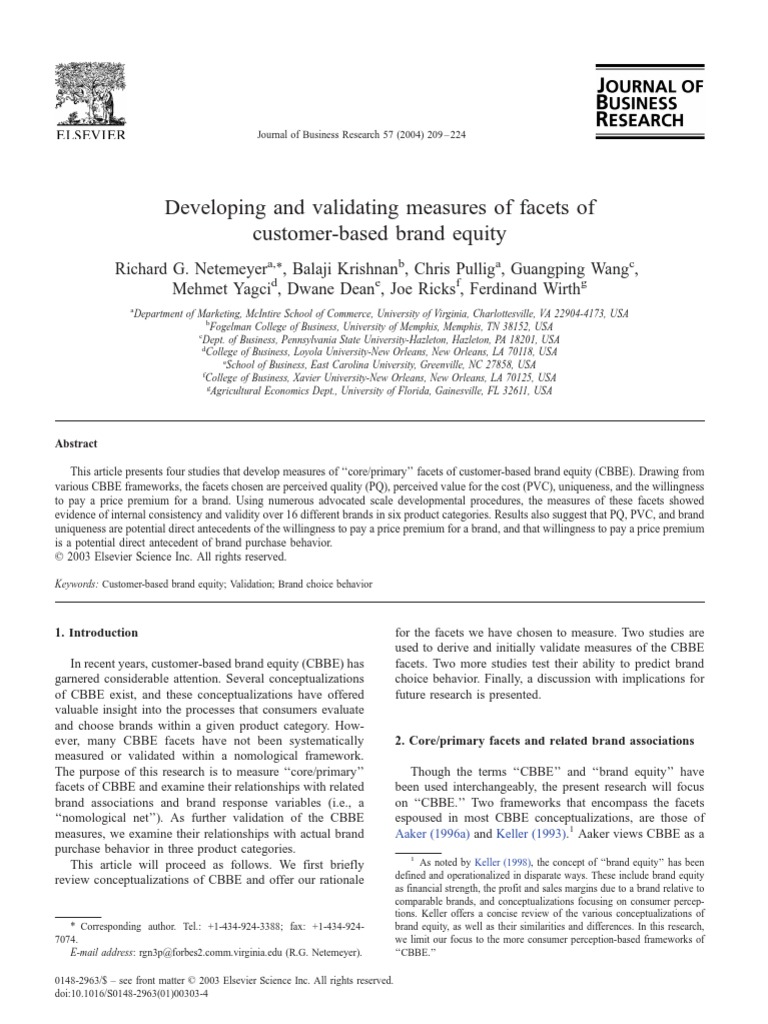 Netemeyer Scale | PDF | Brand | Psychology