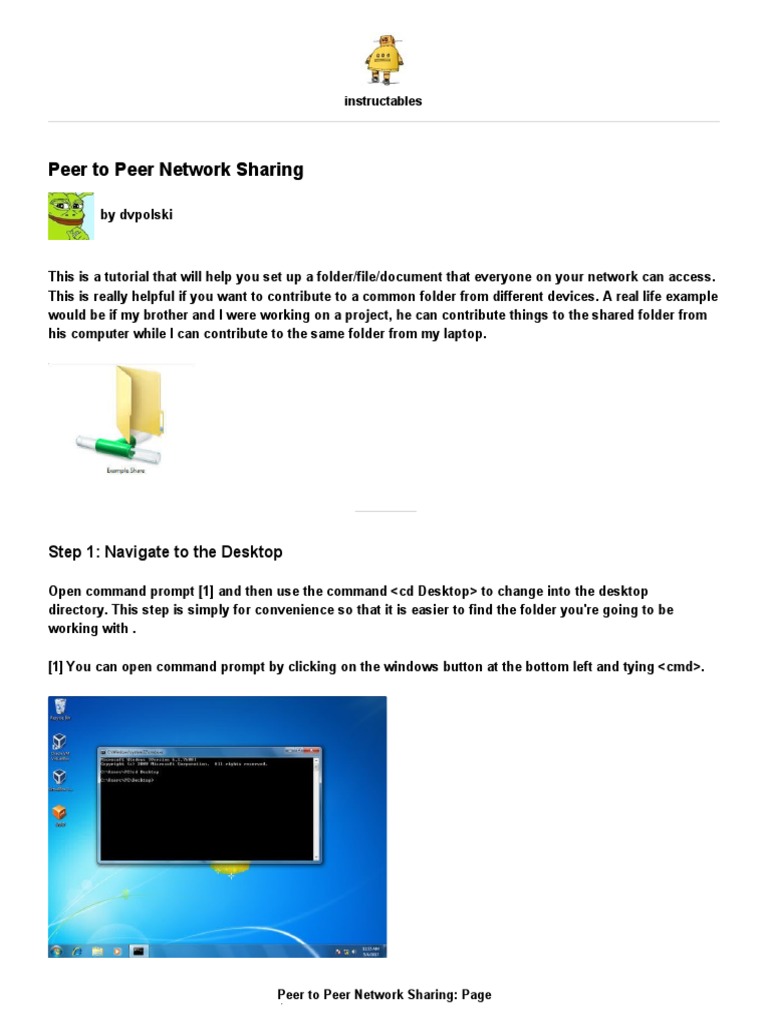 Peer To Peer Network Sharing: Step 1: Navigate To The Desktop | PDF ...