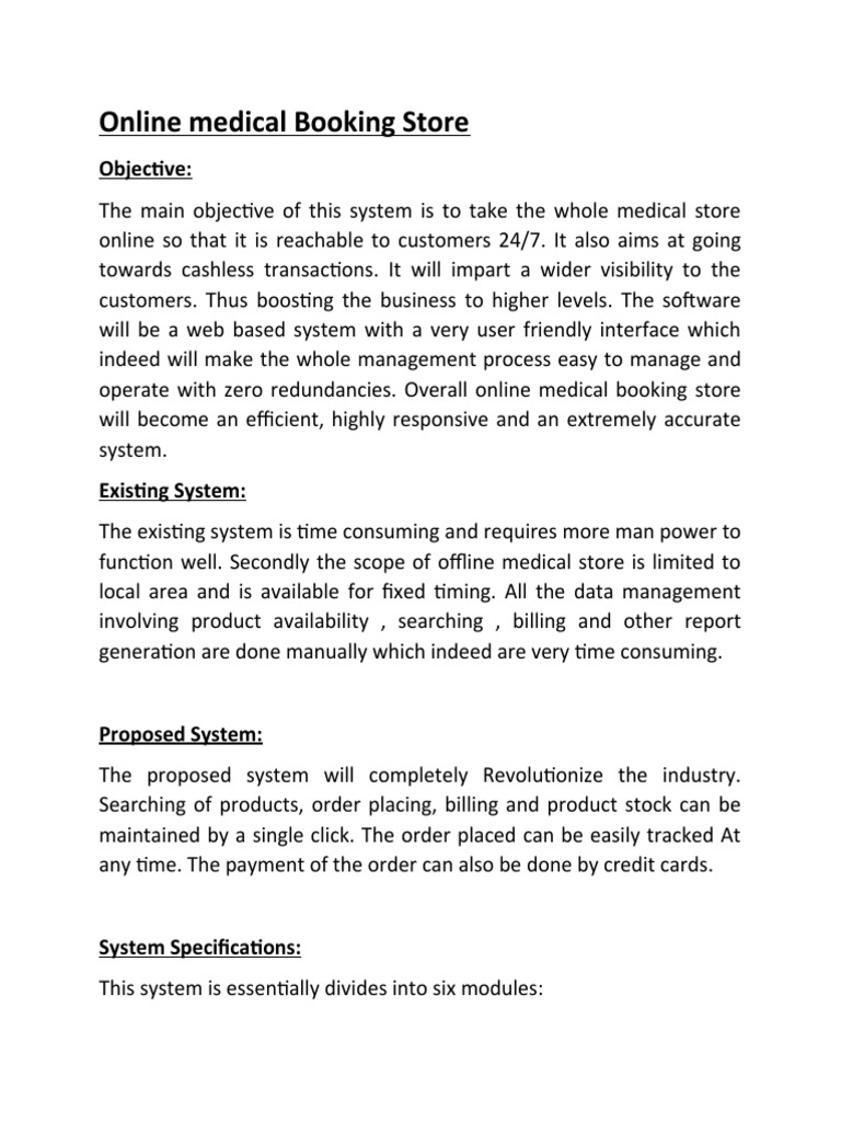 Online Medical Booking Store | Download Free PDF | Online And Offline ...