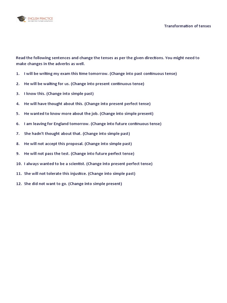 Convert Tenses | PDF