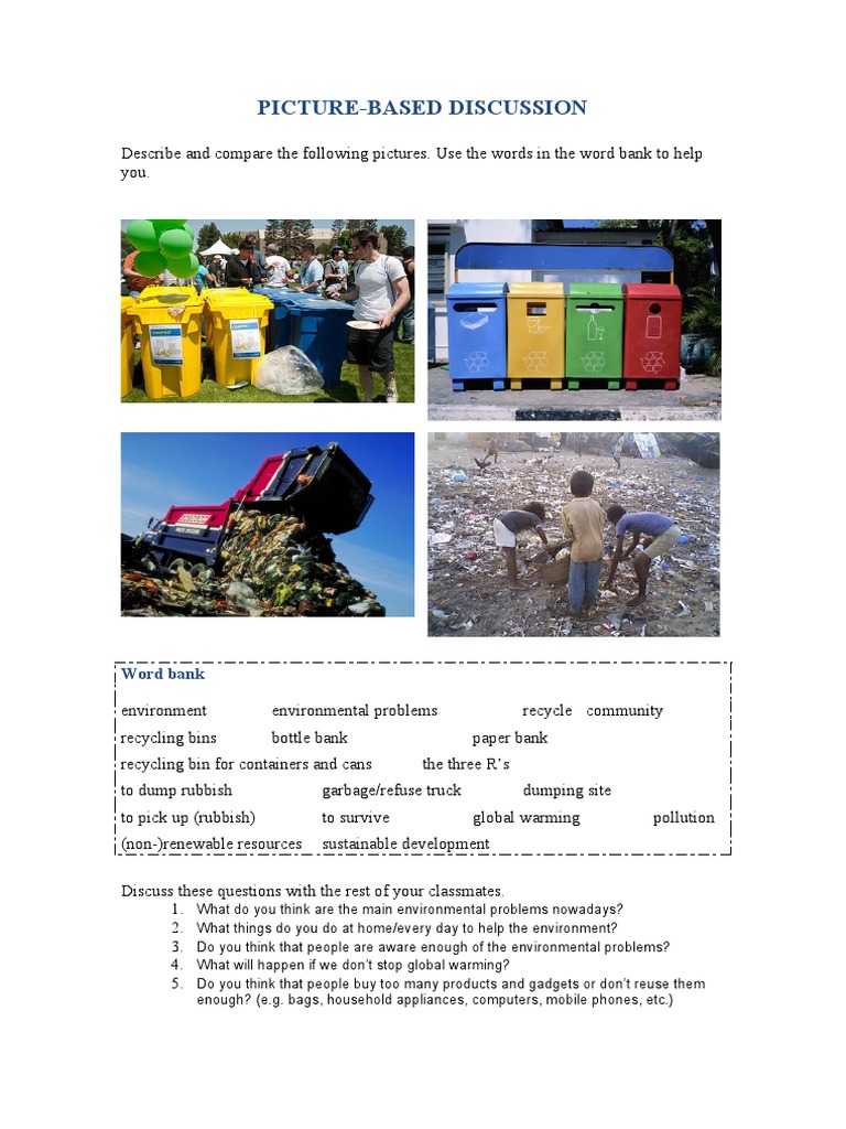 Environmental Problems Picturebased Discussion Picture Description ...