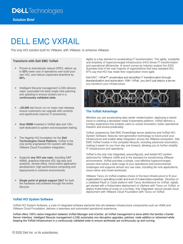 Dell Emc Vxrail: Solution Brief | PDF | V Mware | Cloud Computing