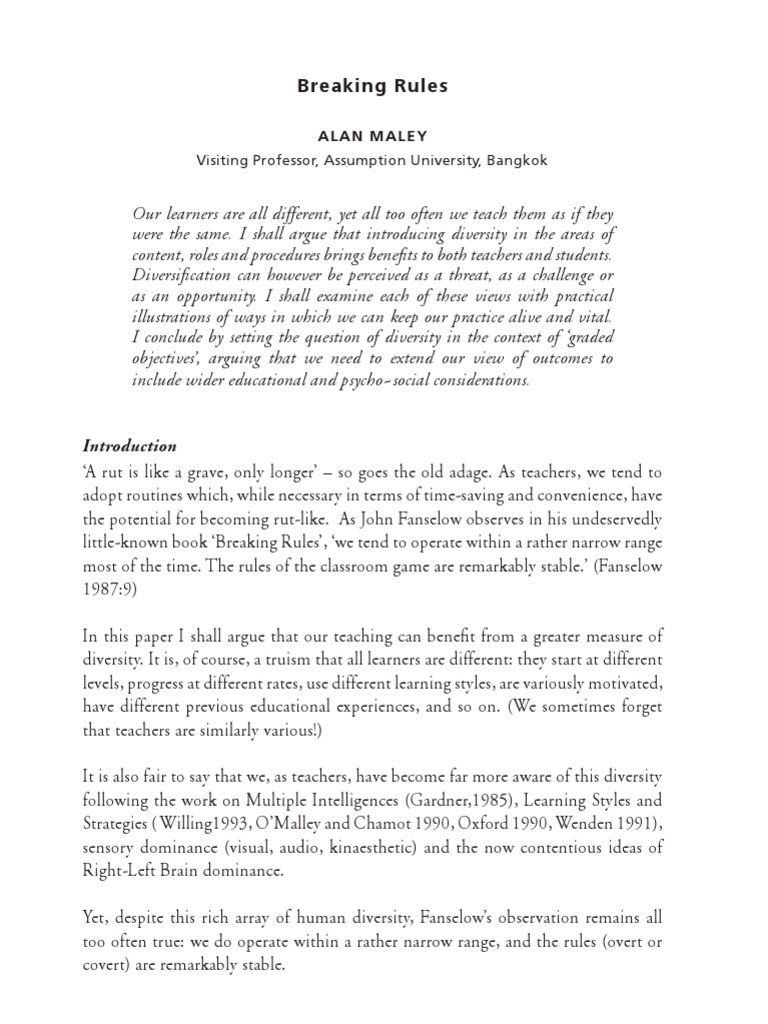 Breaking Rules | PDF | Motivation | Motivational