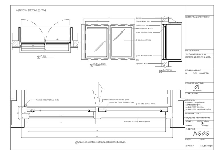 Window Details W4: Plan Elevation Section | PDF | Window | Door