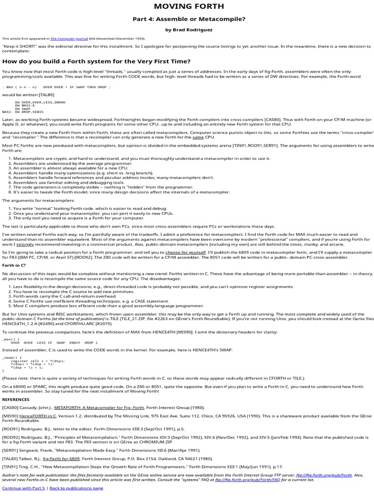 Moving Forth - Part 4 | PDF | Assembly Language | Compiler