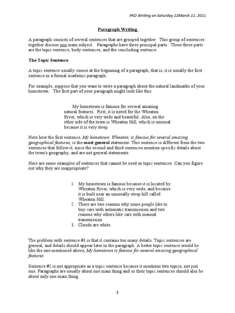 Paragraph Writing: Geographical Features, Is The Most General Statement ...
