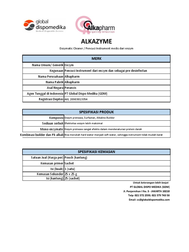 ALKAZYME: A Mono-Enzymatic Cleaner for Medical Instruments | PDF