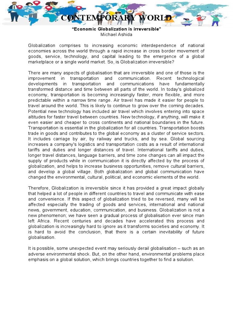 Economic Globalization Is Irreversible | PDF | Economic Globalization ...