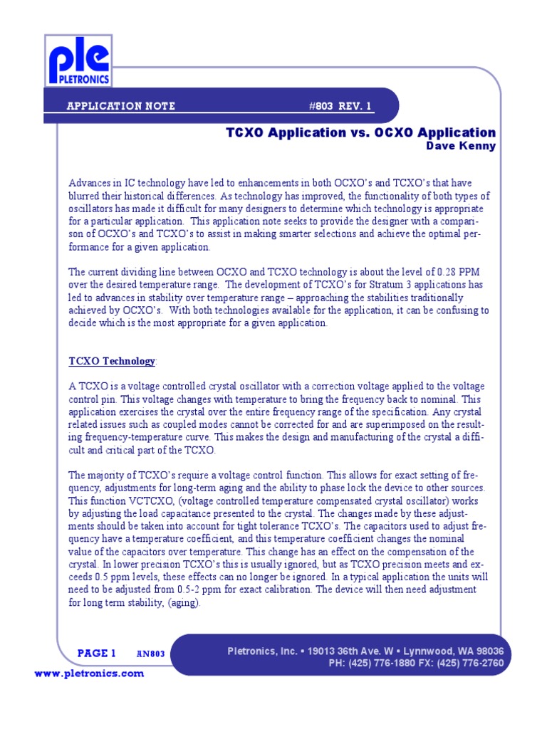 TCXO Application vs. OCXO Application | PDF | Analog Circuits ...