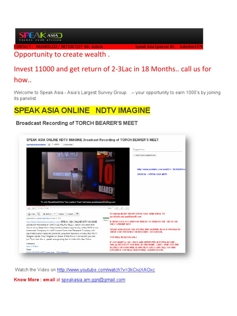 Welcome To Speak Asia Imagine TV | PDF | Marketing Research | Asia