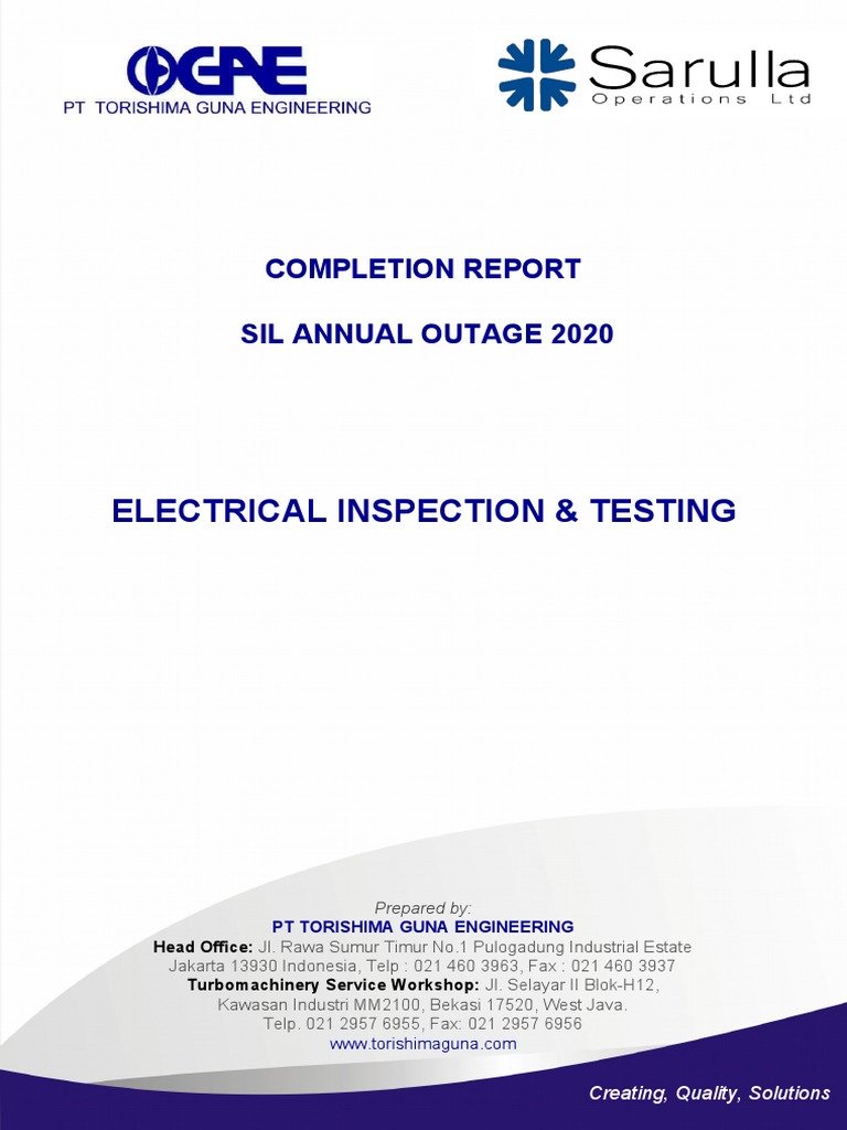 Completion Report SIL Annual Outage 2020 | PDF