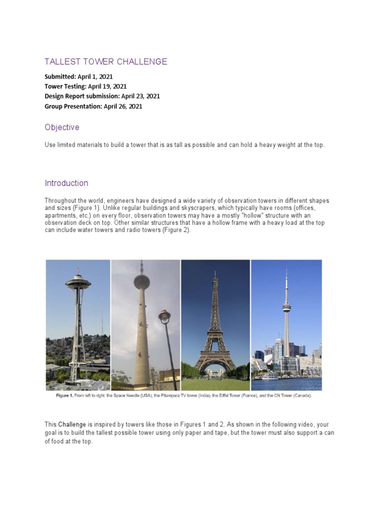 Tallest Paper Tower Challenge 2020-21 | PDF | Beam (Structure) | Truss
