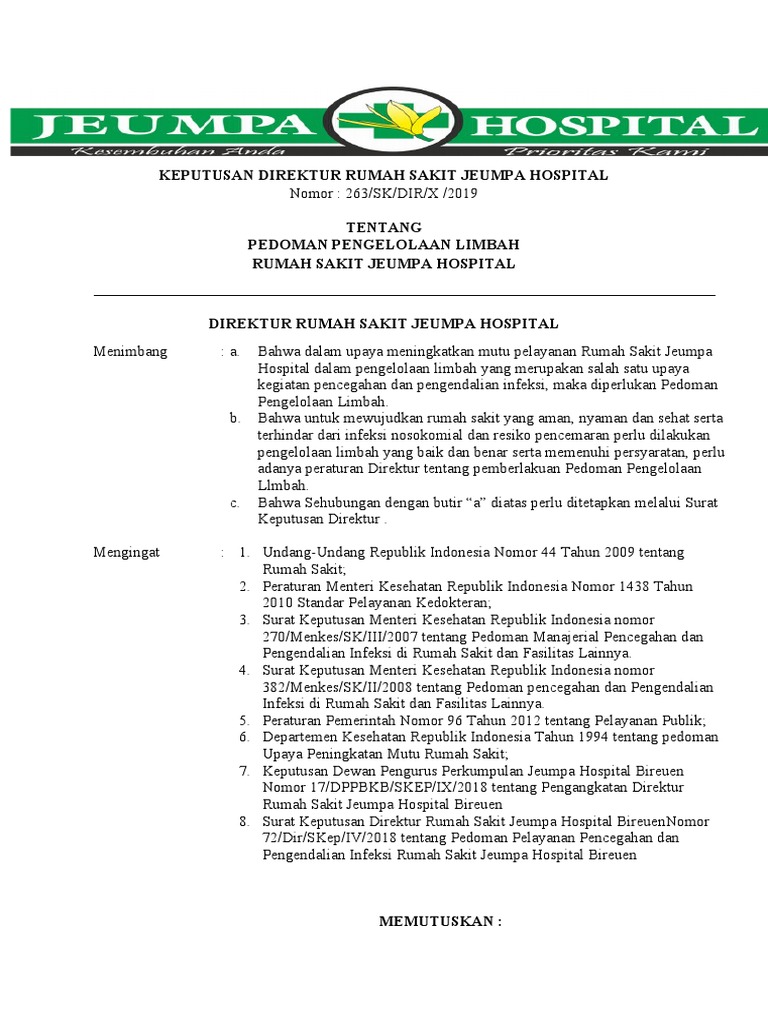 SK Pengelolaan Limbah | PDF