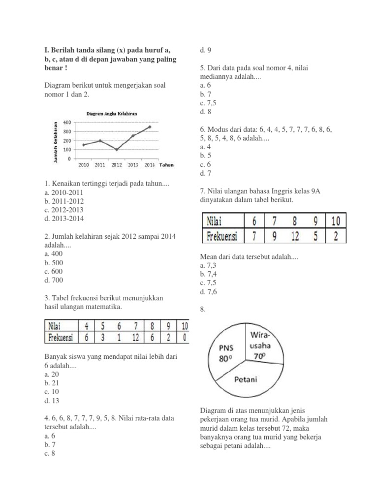 Soal Statistika Kelas 8 SMP | PDF | Metode & Bahan Ajar