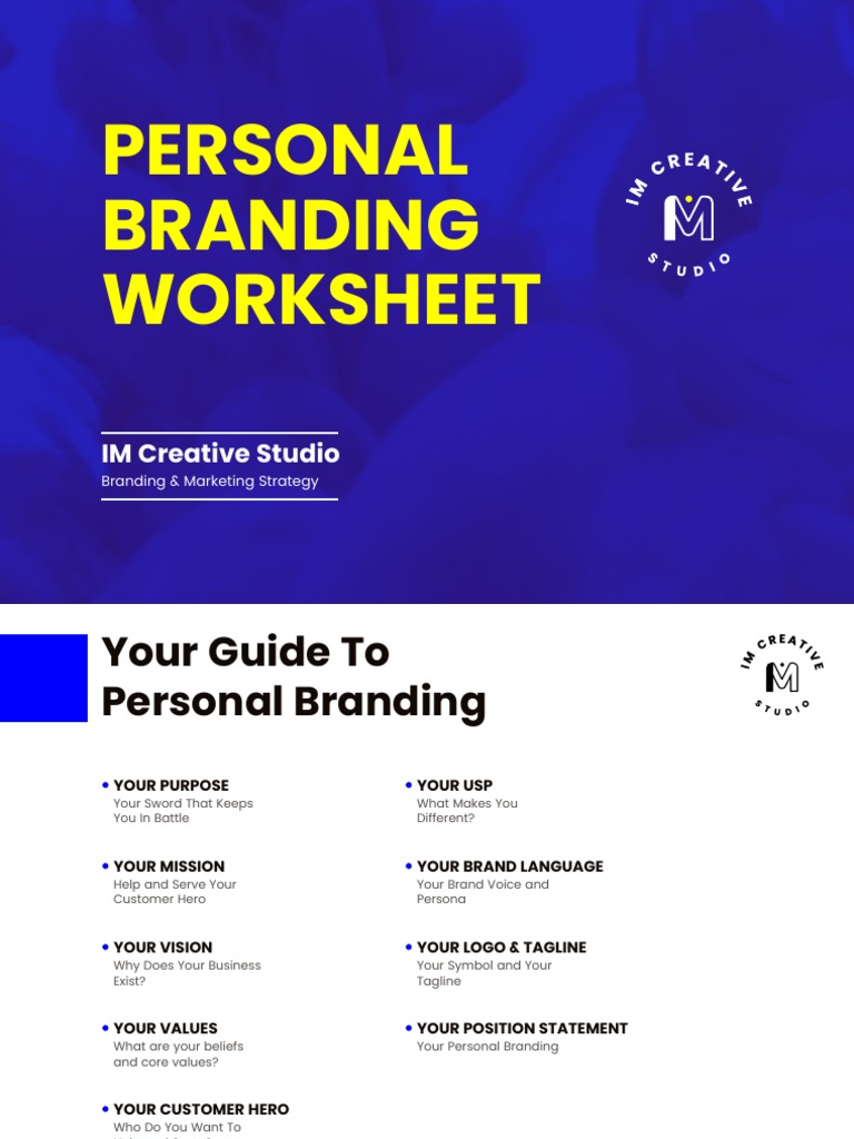 Personal Branding Worksheet - IM Creative Studio | PDF | Brand | Marketing