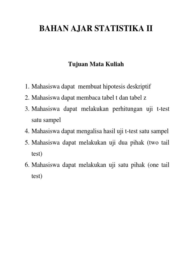 Bahan Ajar Statistika Deskriptif | PDF