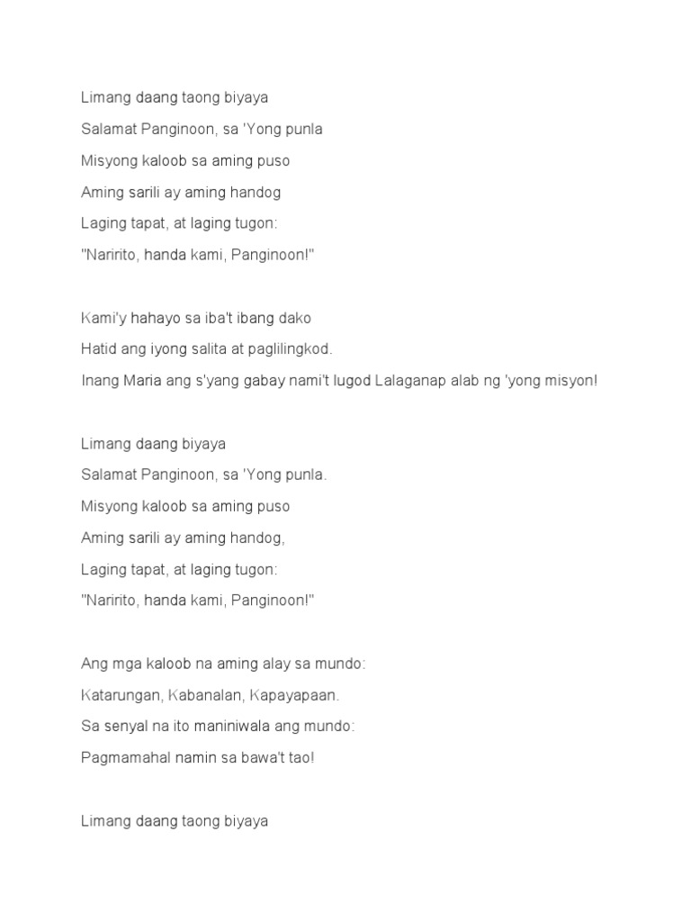 Awit Sa Misyon | PDF